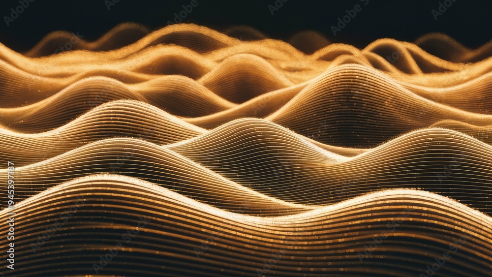 Sine Wave Patterns Creating a Surreal Golden Landscape through Sound ...