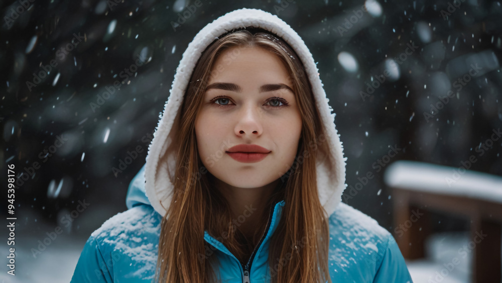 A beautiful girl fully immersed in the snow Closeup picture of a cute ...