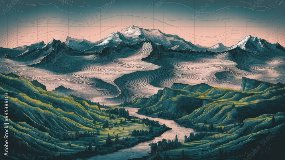 Topographic map background featuring terrain elevation, grid layout ...
