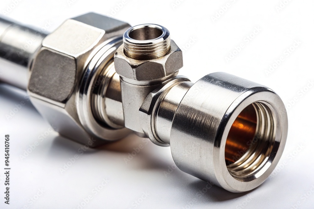 Metal pipe dominates the frame with silver connectors and a black knob ...