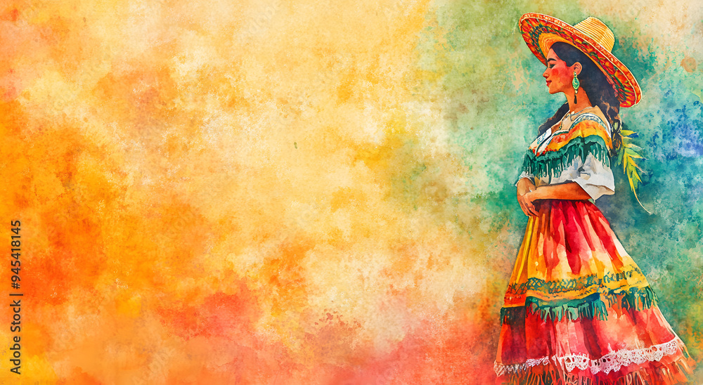 Mexican Background with Copy Space Featuring a Mexican Woman in ...