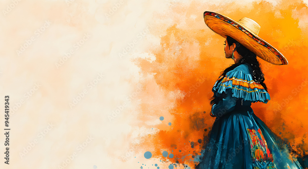Mexican Background with Copy Space Featuring a Mexican Woman in ...