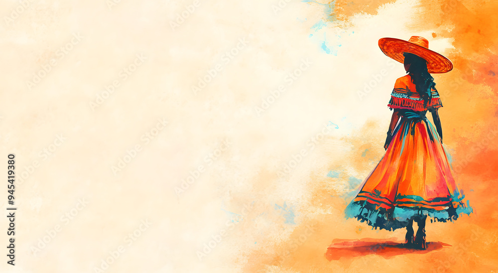 Mexican Background with Copy Space Featuring a Mexican Woman in ...