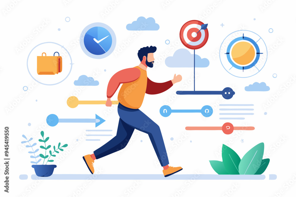 Timeline project planning, work progress milestone or step to success ...