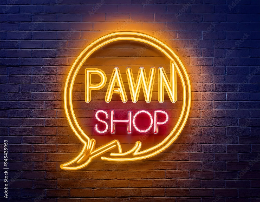 vector realistic isolated neon sign pawn shop logo decoration display wall background Stock ...