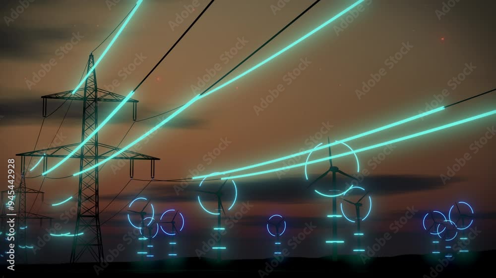 High-voltage power transmission lines and wind turbines with ...