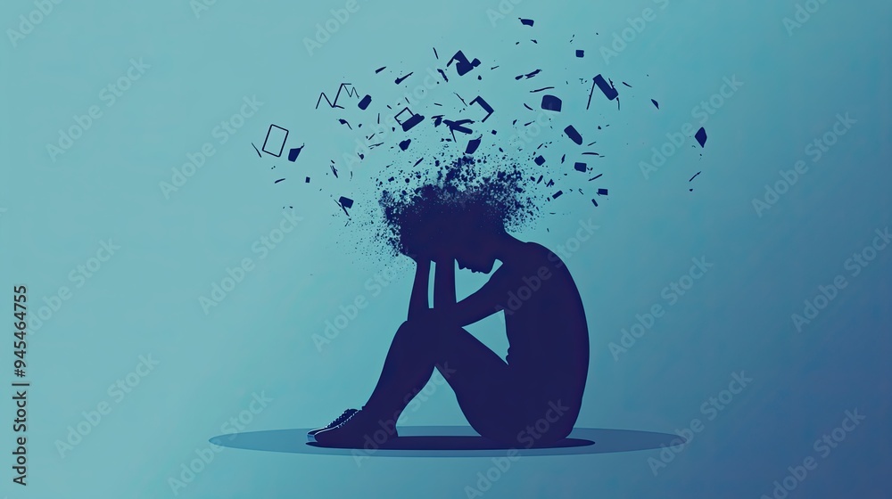 Visual metaphor of online pressure and mental health struggles using ...