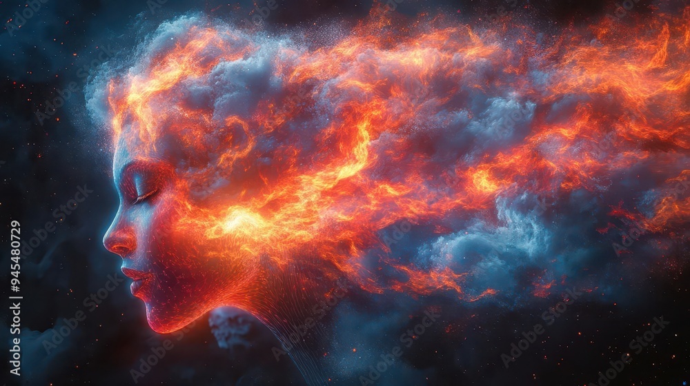 kaleidoscopic mind expansion surreal digital illustration of human head ...