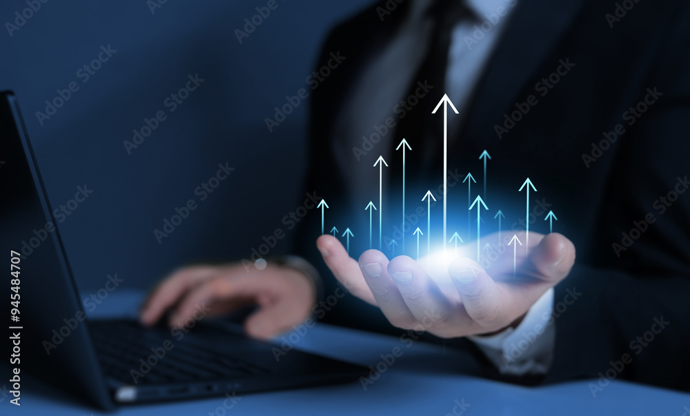 Growing virtual graph and chart. Investment of growth on currency rate ...