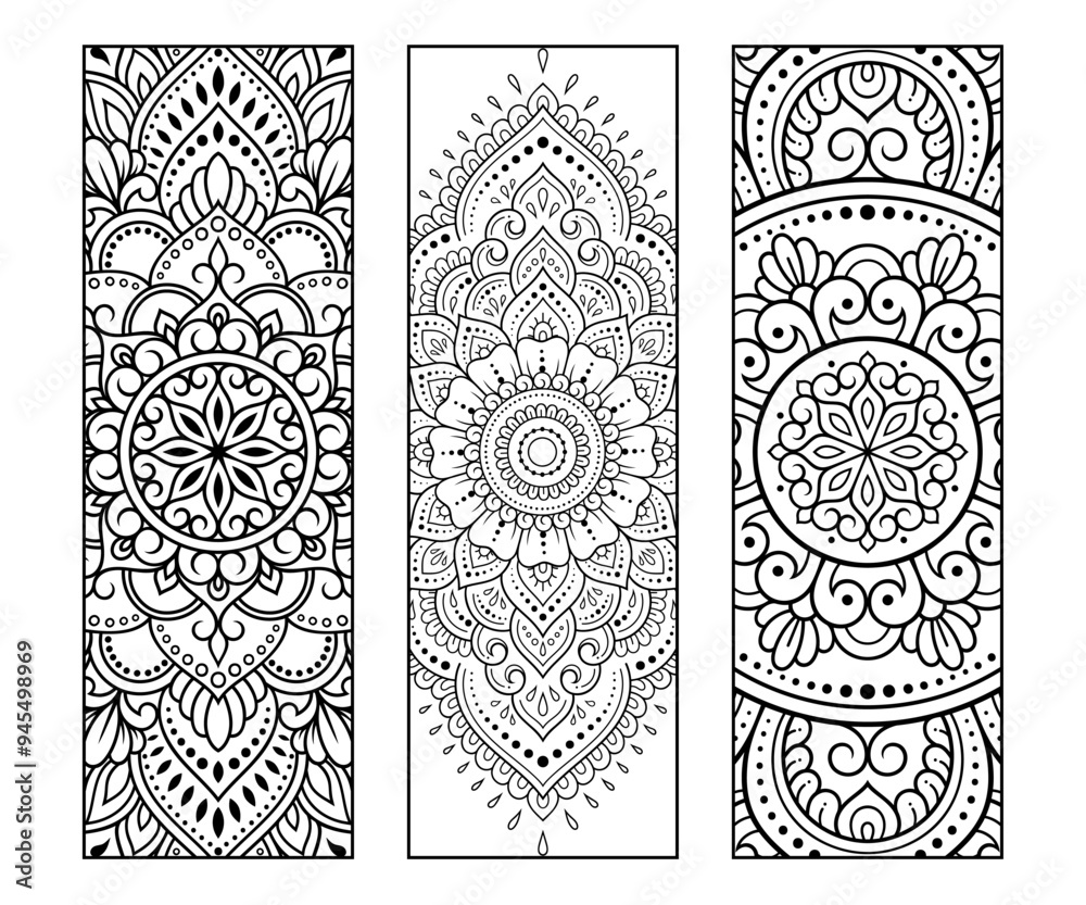 Printable bookmark for book - coloring. Set of black and white labels ...