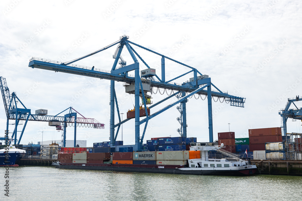Rotterdam Netherlands - July 9, 2024: Cargo terminal in the cargo and ...