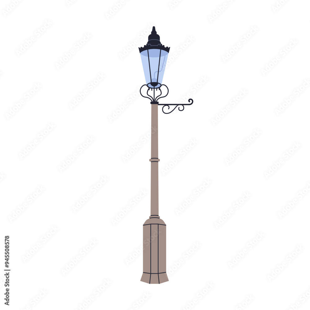 Victorian style street lamp post. Vintage retro outdoor light. Ornated ...