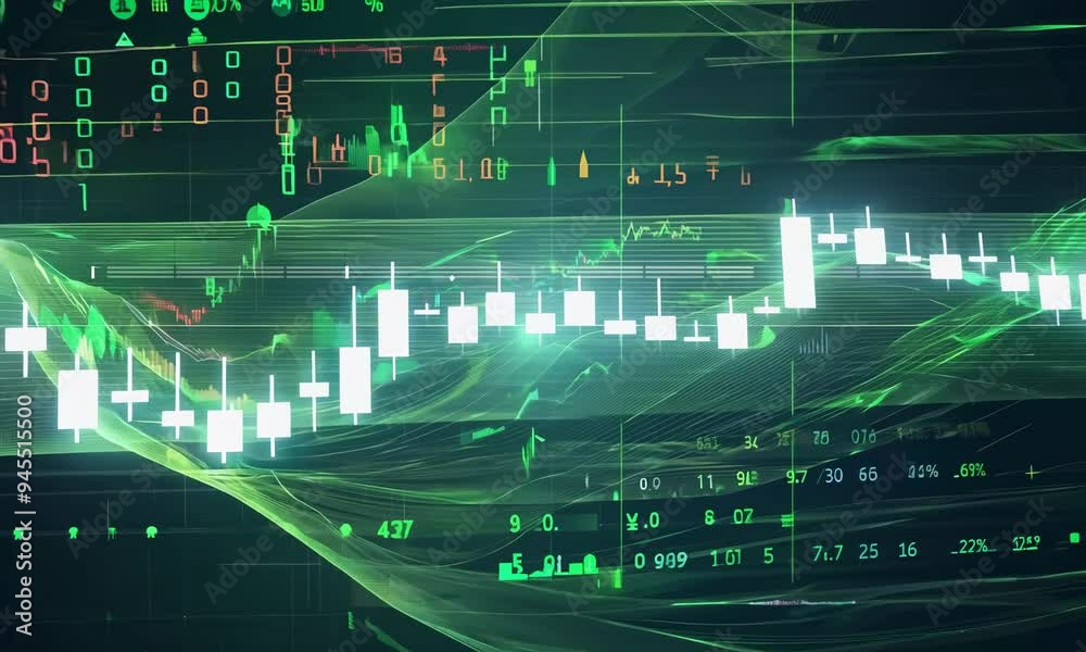 vibrant neon graphs on a dark abstract background for financial ...