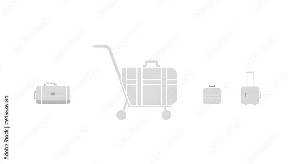 Luggage icon collection. Luggage trolley line icon set. Suitcase bag ...