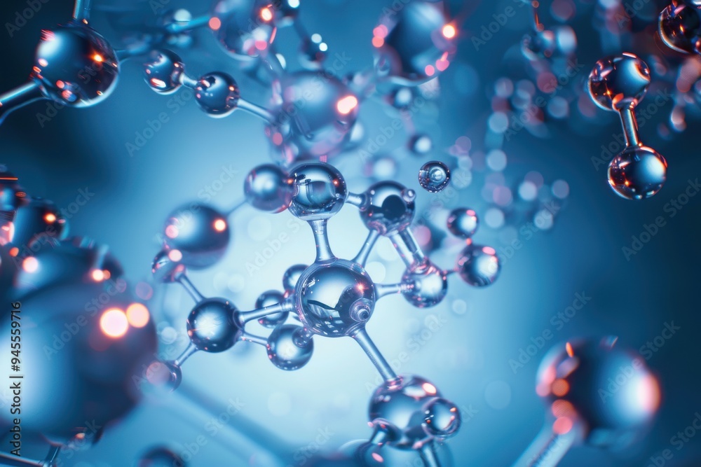 Blue abstract background with floating transparent molecules Blue ...