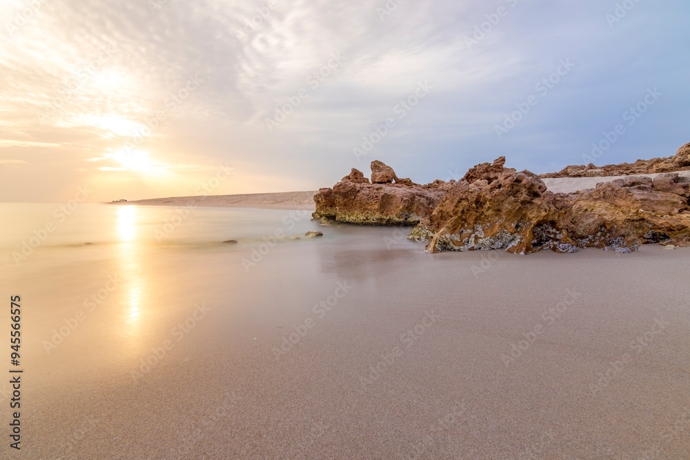 A sunrise view from Ras Al Hadd Beach in the Wilayat of Sur, Sultanate ...