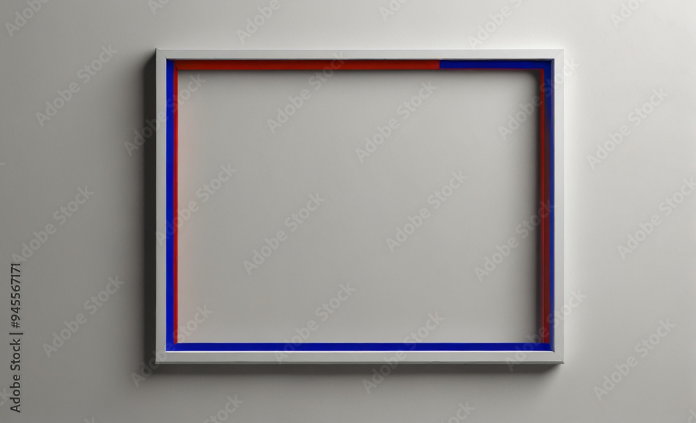 Red, white and blue border frame on a blank background A white square ...