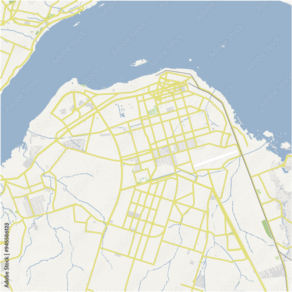 Road map of Kinshasa in Democratic Republic of Congo. Contains layered ...