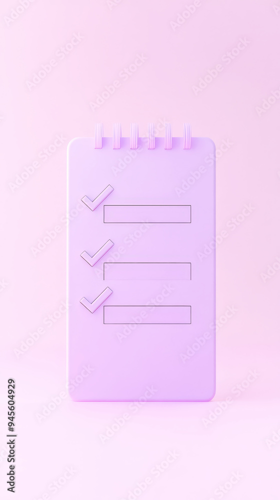 Aesthetic cartoon 3d checklist notebook with ticked boxes, pastel ...