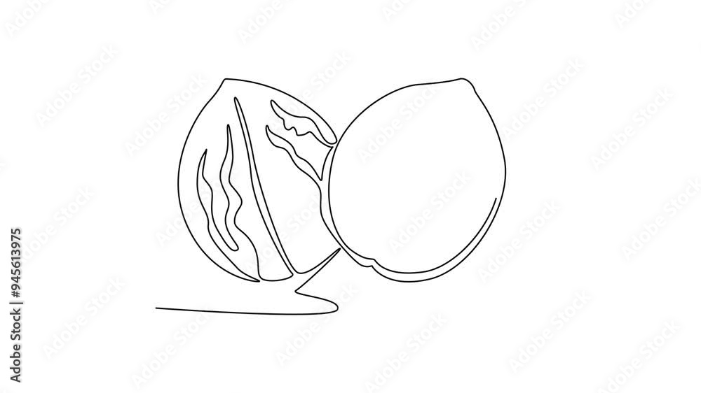 Self drawing animation of single line draw of whole healthy organic ...