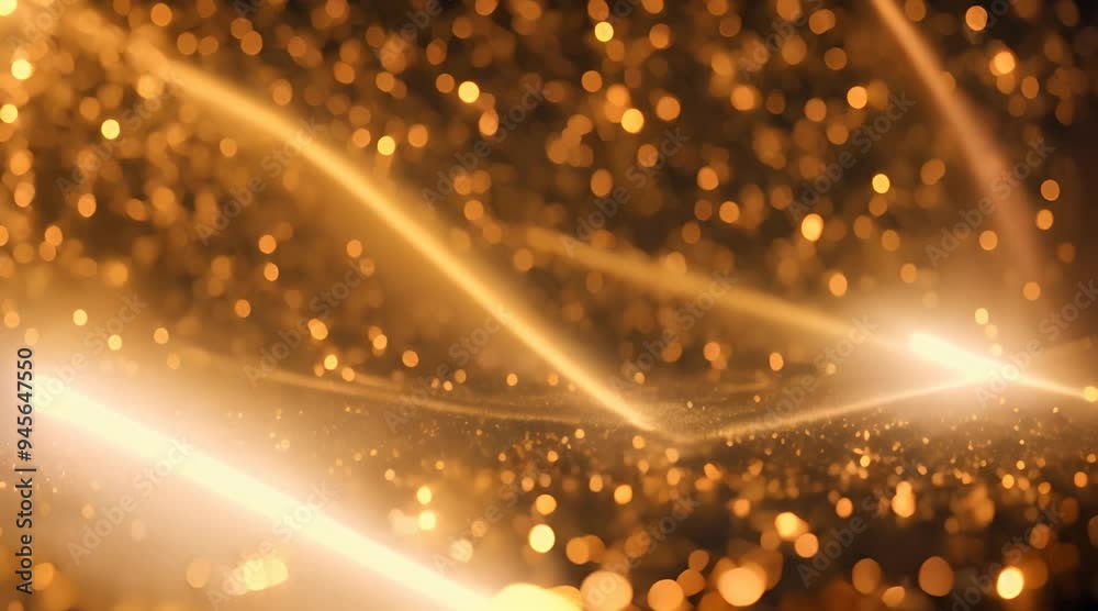 Gold glitter background with sparkle shine light confetti Abstract motion background shining ...