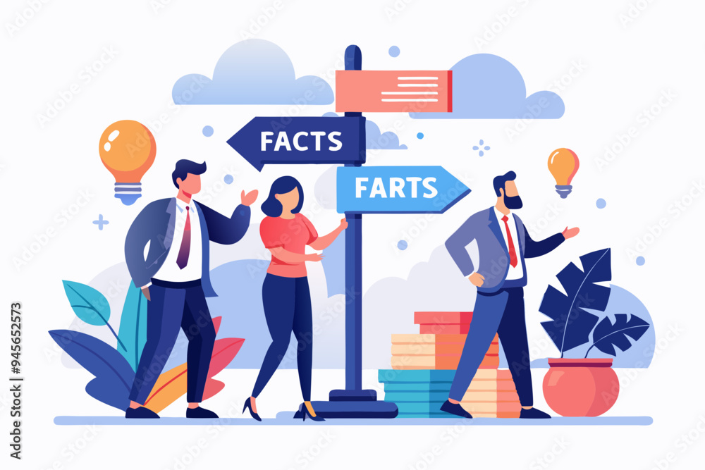 Fact vs Myth, truth or false information to make decision, belief or ...