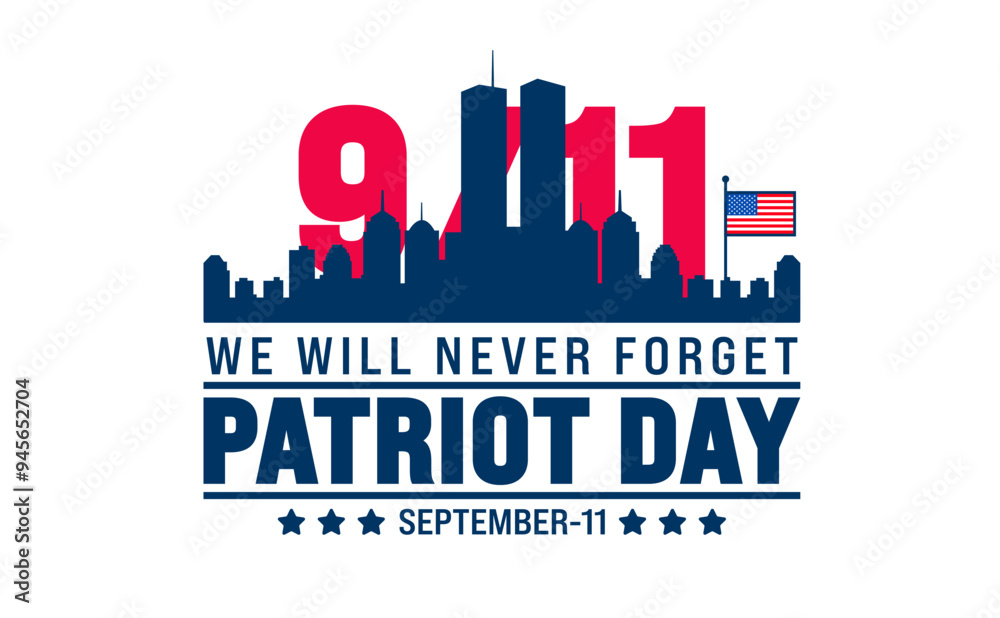 11 September Patriot Day background or banner design template with ...
