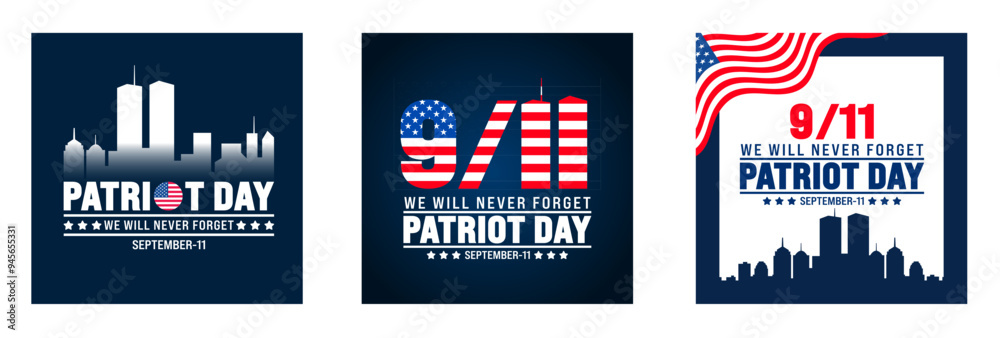 11 September Patriot Day social media post banner design template set ...
