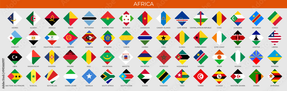 Set of round flags of African countries in alphabetical order. Vector ...