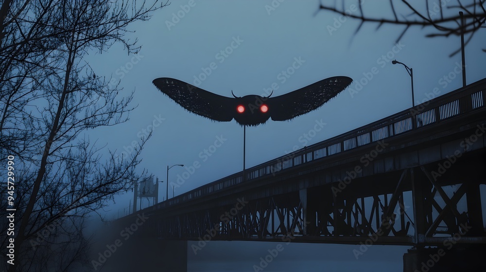 The Mysterious Silhouette of the Mothman Looming Over the Haunting ...