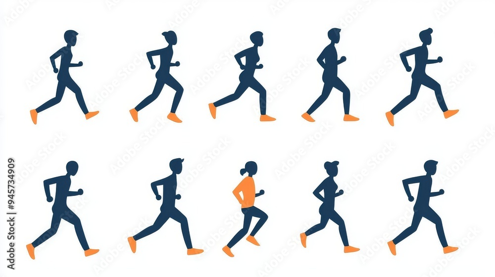 Picture symbols depicting a human figure in different dynamic poses ...