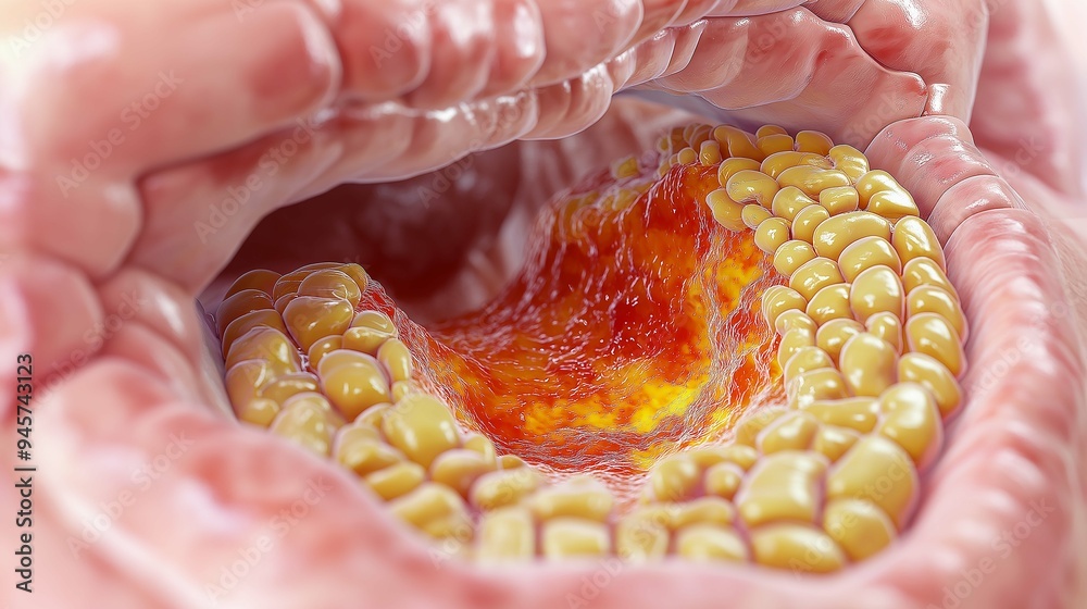 Illustration of a heart affected by coronary artery disease, with ...