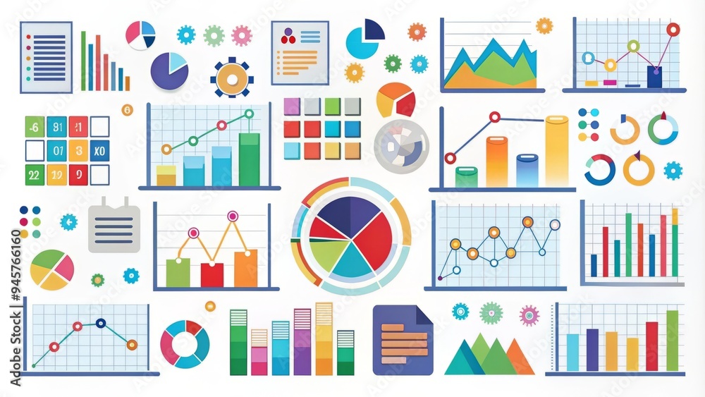 Colorful infographic displaying a mix of icons, charts, and graphs to ...