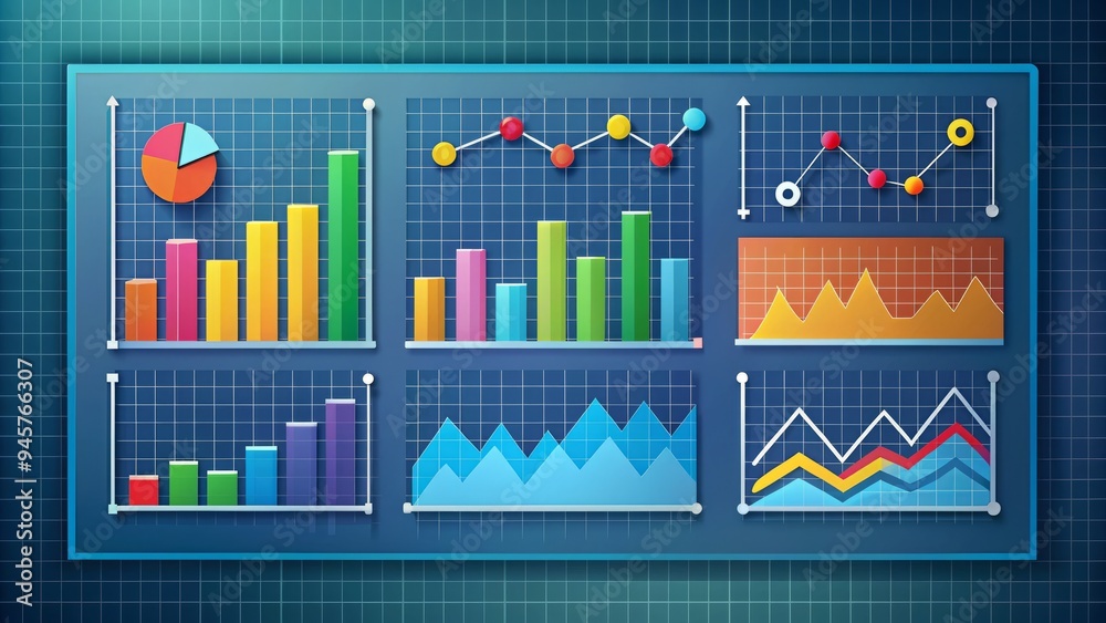 Colorful infographic template illustrating performance metrics ...