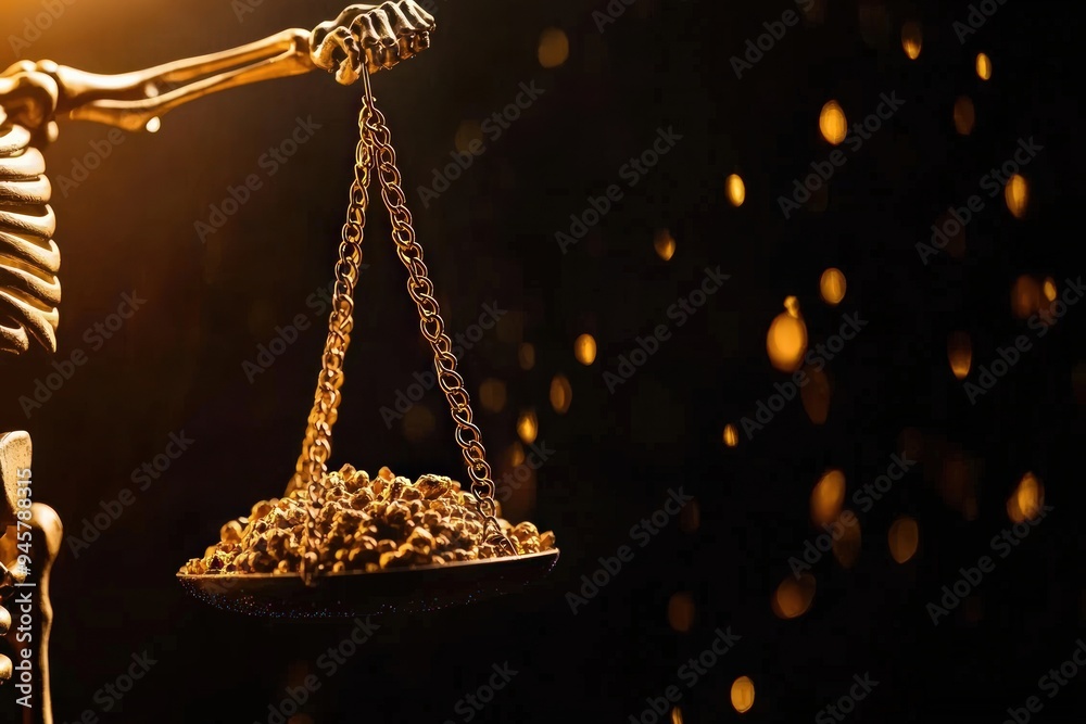 God of Death holding a balance scale, weighing the deeds of the ...