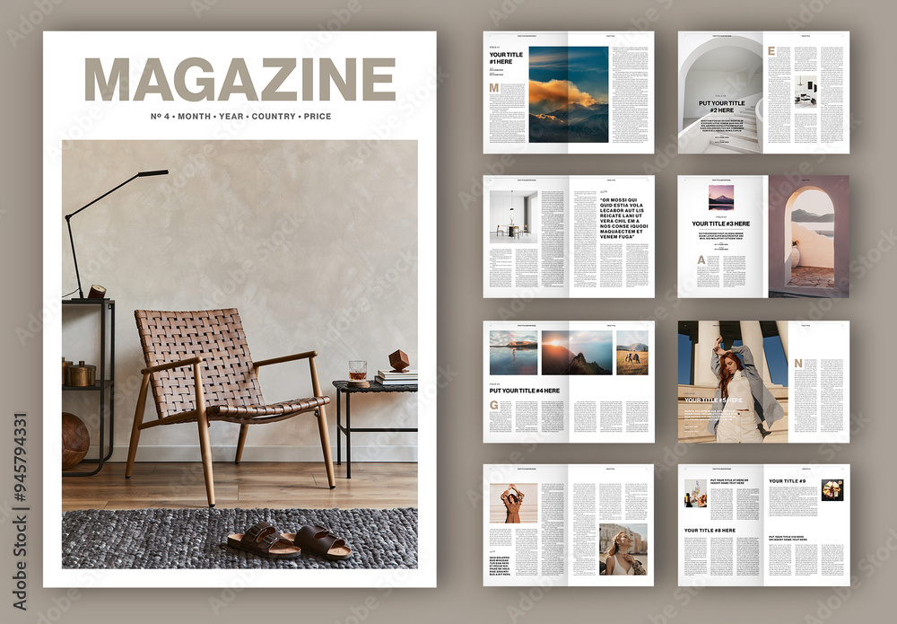 Black and White Magazine Layout Stock Template | Adobe Stock