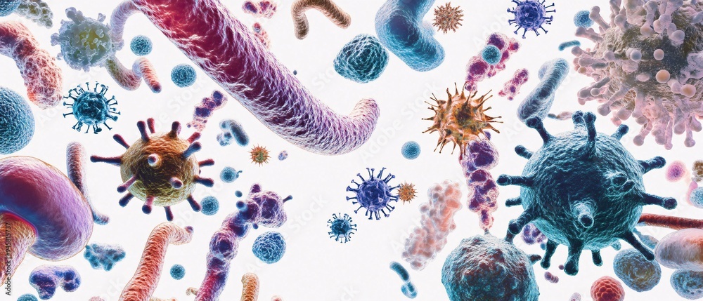 clinical imagery, pathogen cells, collection of different bacteria and ...