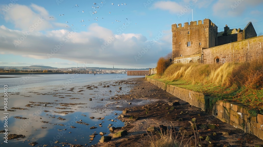 Broughty Ferry Castle stands tall on the banks of the Tay estuary, a ...