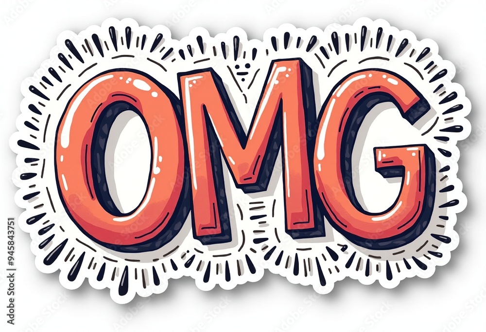 Gen Z Slang Sticker | OMG Hand Lettering | Doodle Illustration ...