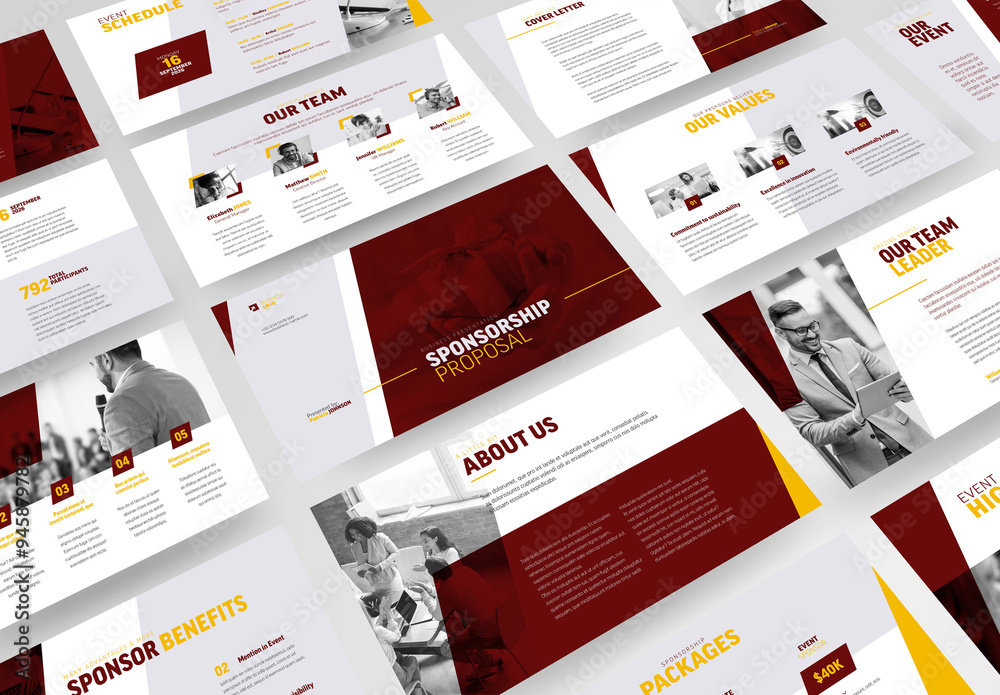 Sponsorship Proposal Presentation Template Stock Template | Adobe Stock