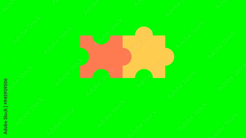 Two puzzle pieces animated icon. Separate and connect line animation ... Two puzzle pieces animated icon. Separate and connect line animation ...
