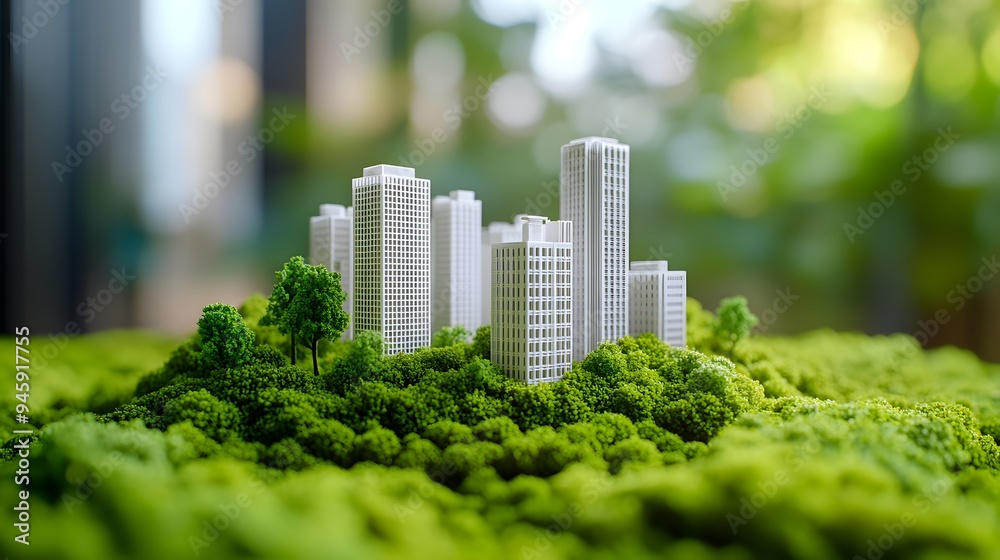Miniature skyscraper models, architectural scale model, white 3D ...