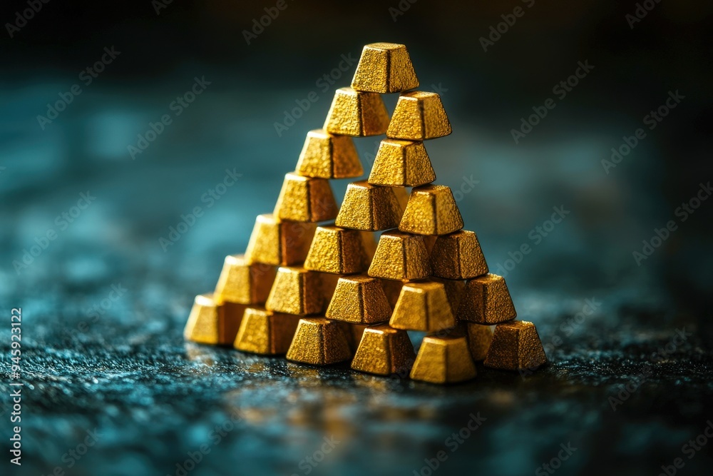 Golden Pyramid of Success: A striking image of a pyramid crafted from ...