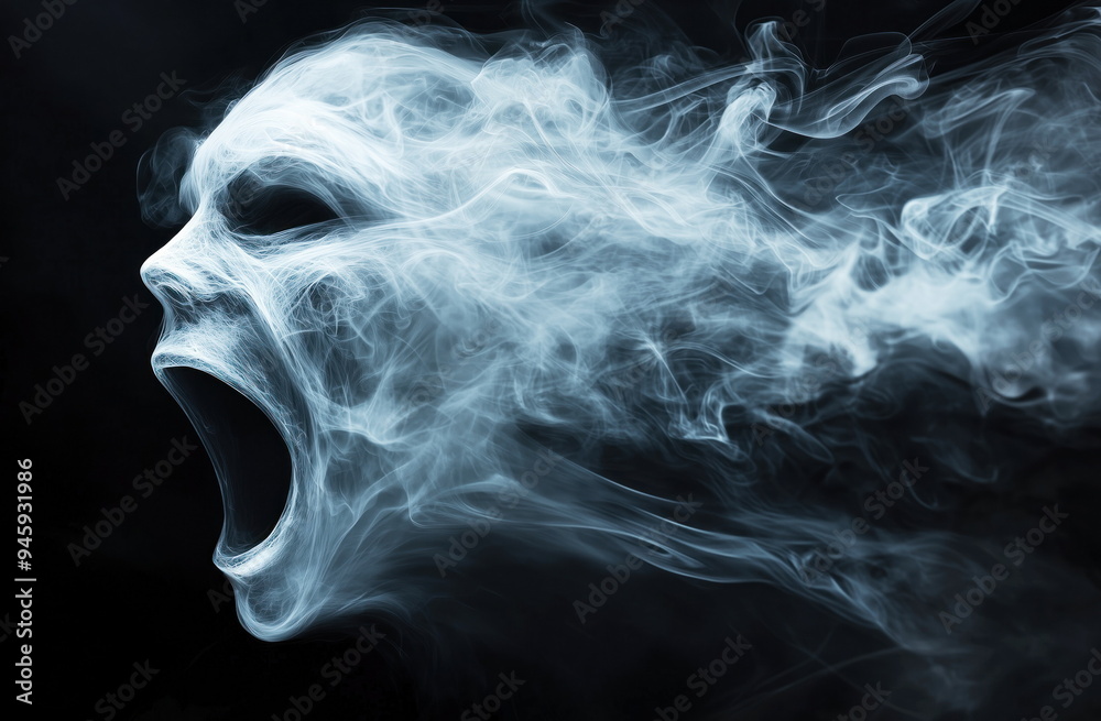 terrifying ghostly face materializes from swirling white smoke ...