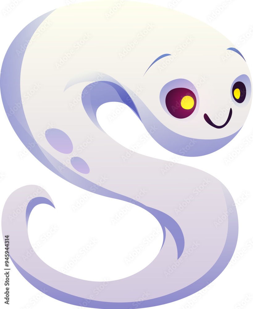 Halloween ghost font, letter S as scary boo typeface for horror evil ...