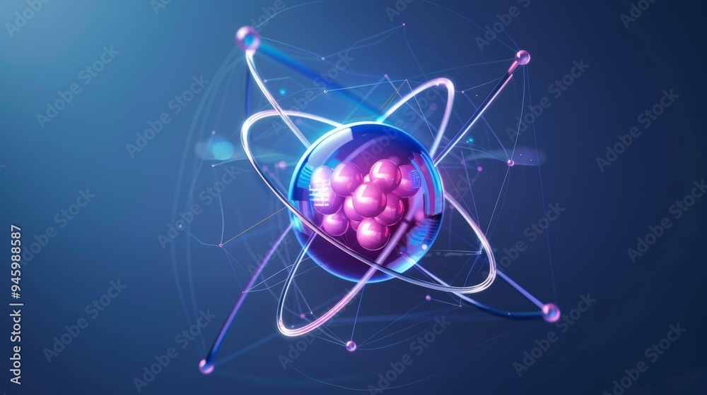 3D Illustration of an Atom with Protons, Neutrons, and Electrons ...