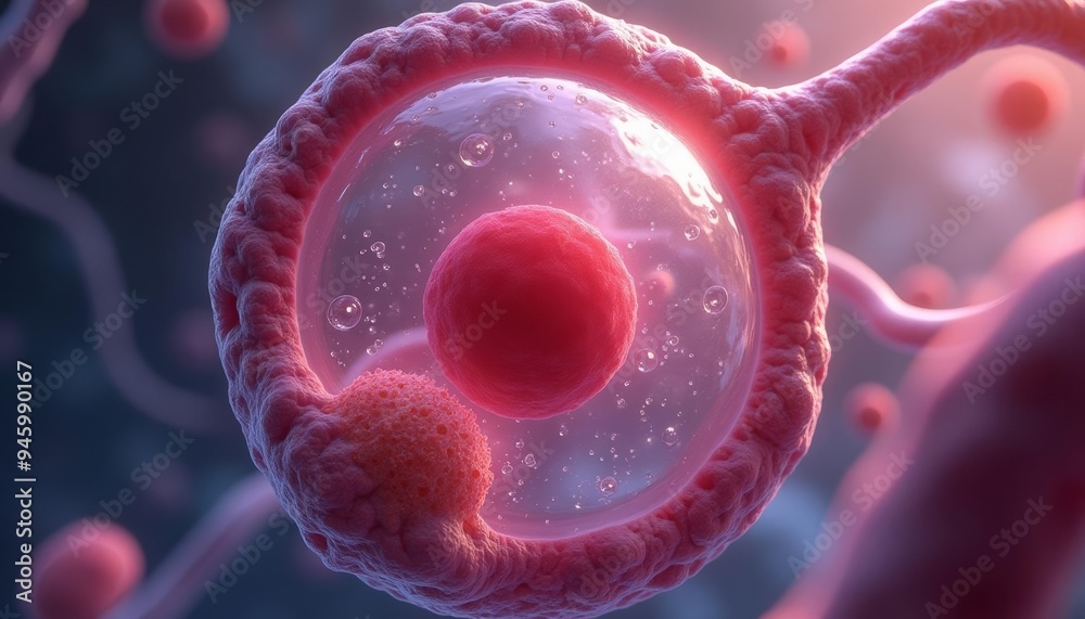 A microscopic view of a cell showcasing its intricate structure and the ...