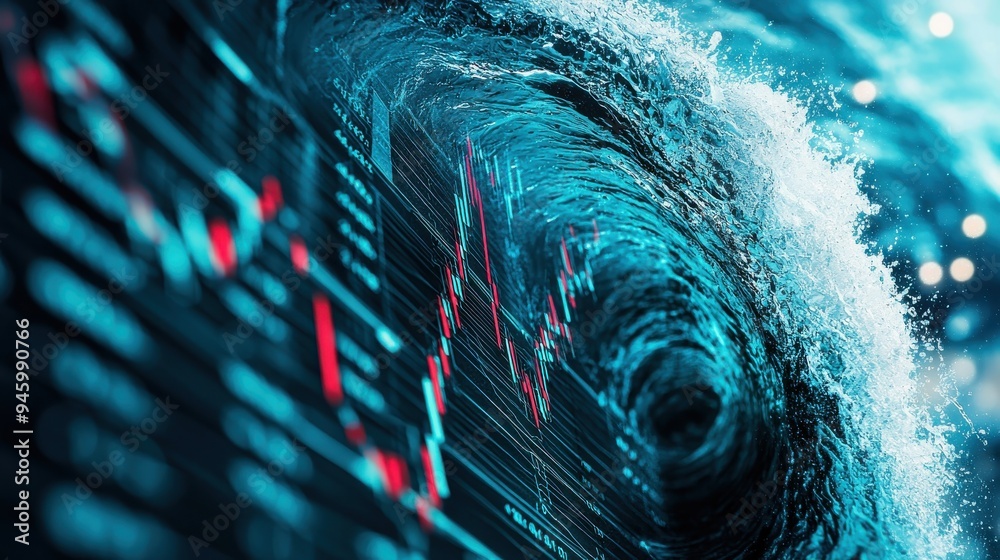 Ocean waves: Depict the market as an ocean, with gentle waves turning ...