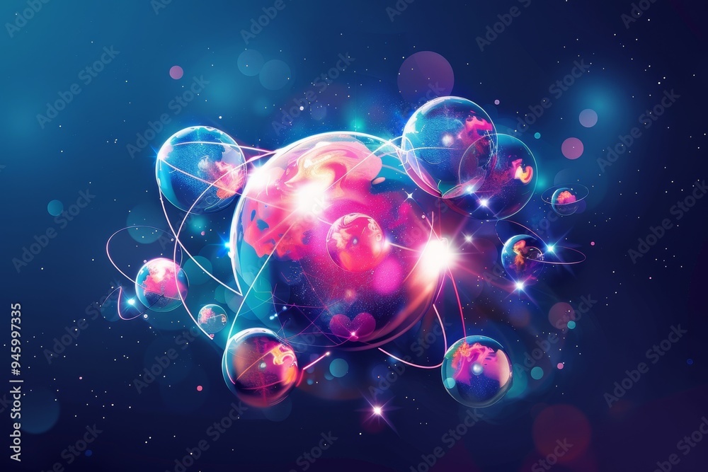 Artistic Depiction of Atoms and Molecules Forming Strong Bonds in a ...