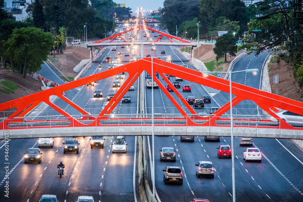 Majestic Steel Bridge Spanning Across a River, Showcasing Industrial ...
